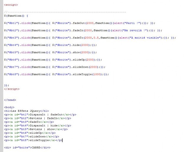 JQUERY - Les effets - Tutoriels et Cours